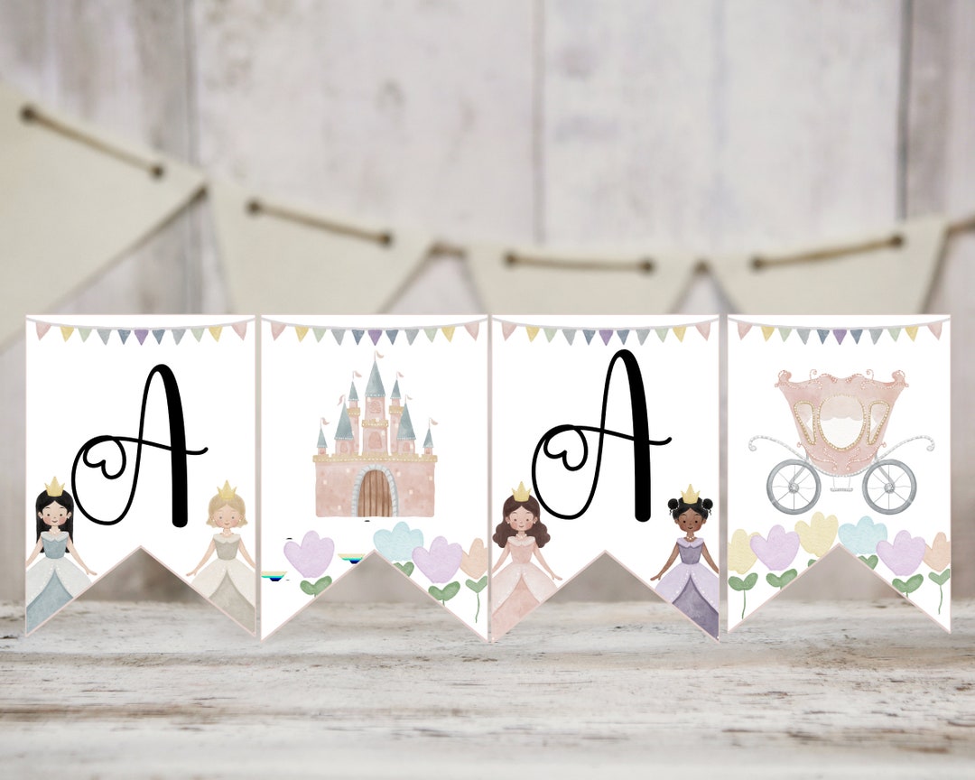 Princess Birthday Banner, Princess Party, Princess Bunting, Princess ...