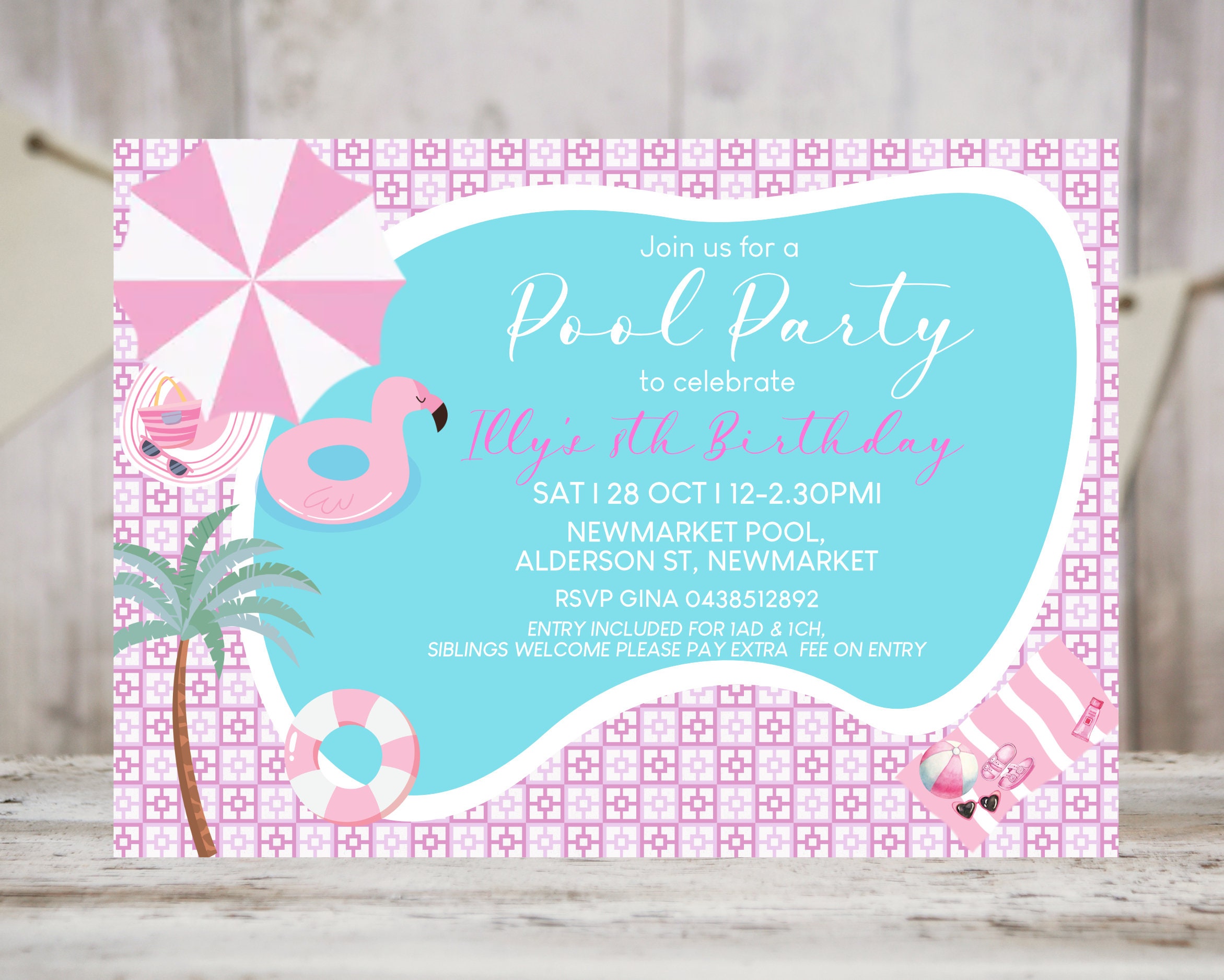 Retro Pool Party Invitation, Pool Birthday Party, Summer Birthday Party ...