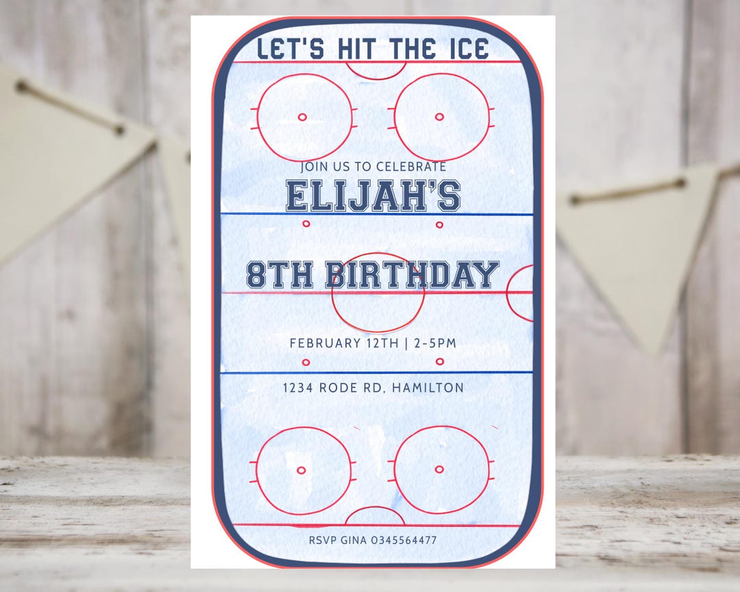 Modern Ice Hockey Birthday Invitation, Hockey Rink Party Invite, Hockey ...