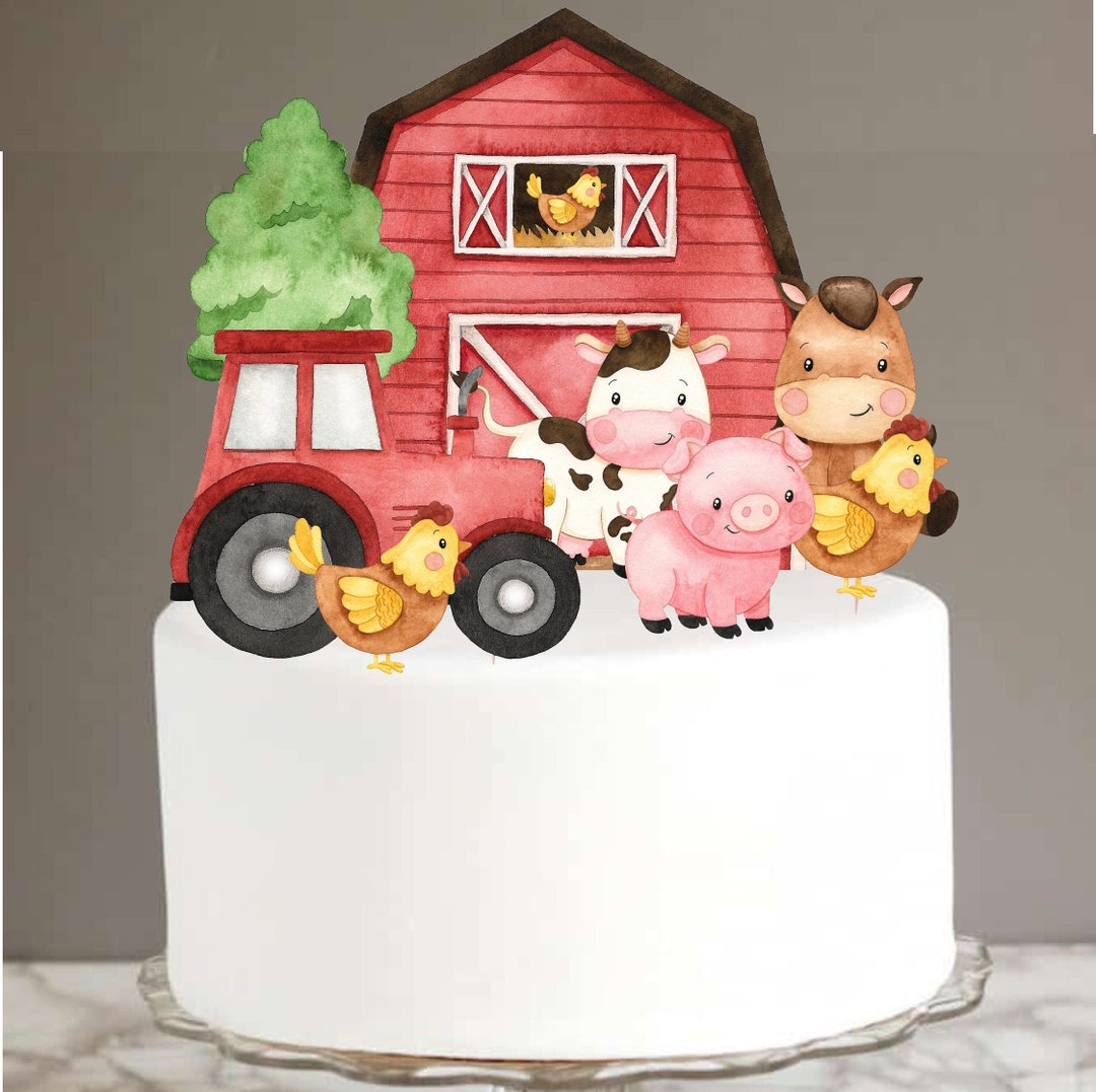 Farm Cake Topper, Farm Birthday Party, Printable Barnyard Topper ...