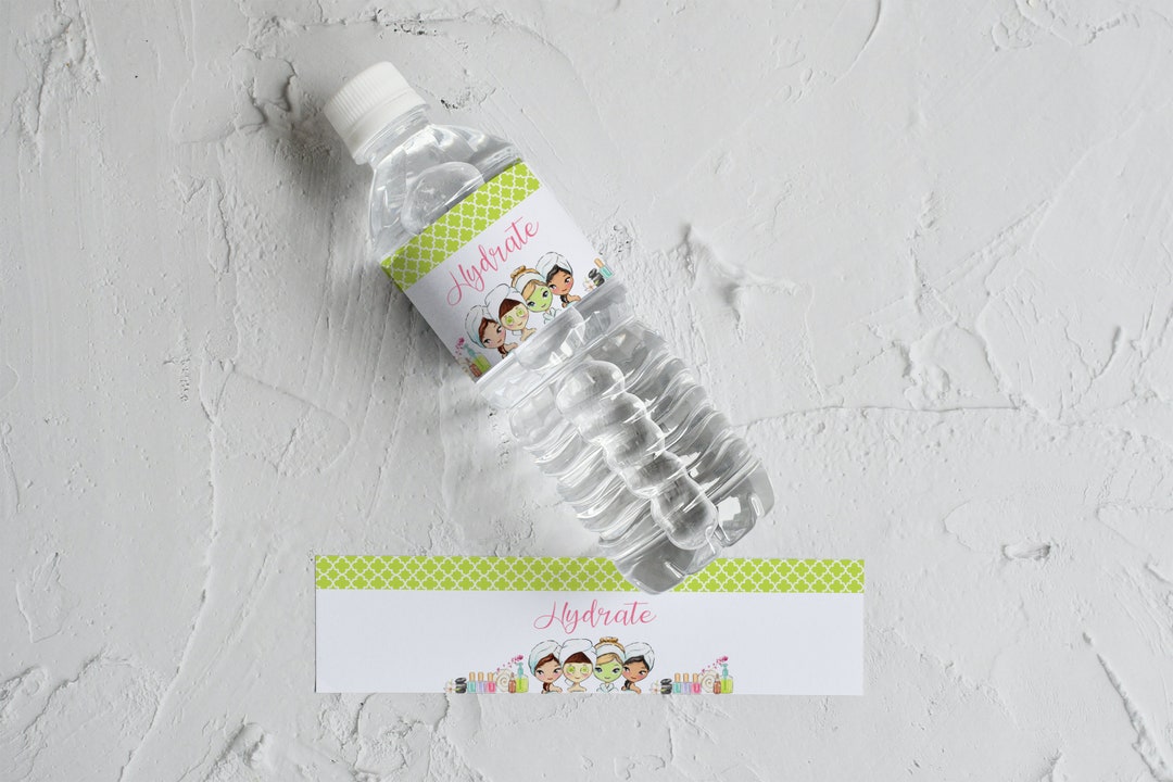 Pamper Party Water Bottle Label, Pamper Party, Modern Pamper, Spa Party ...