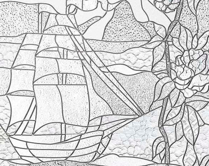 Ship Stained Glass Pattern PDF, Sailboat and the Sea Stained Glass ...