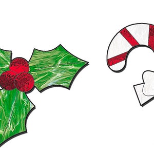 Stained Glass Christmas Ornament Patterns (a Set of 4), Christmas Tree ...