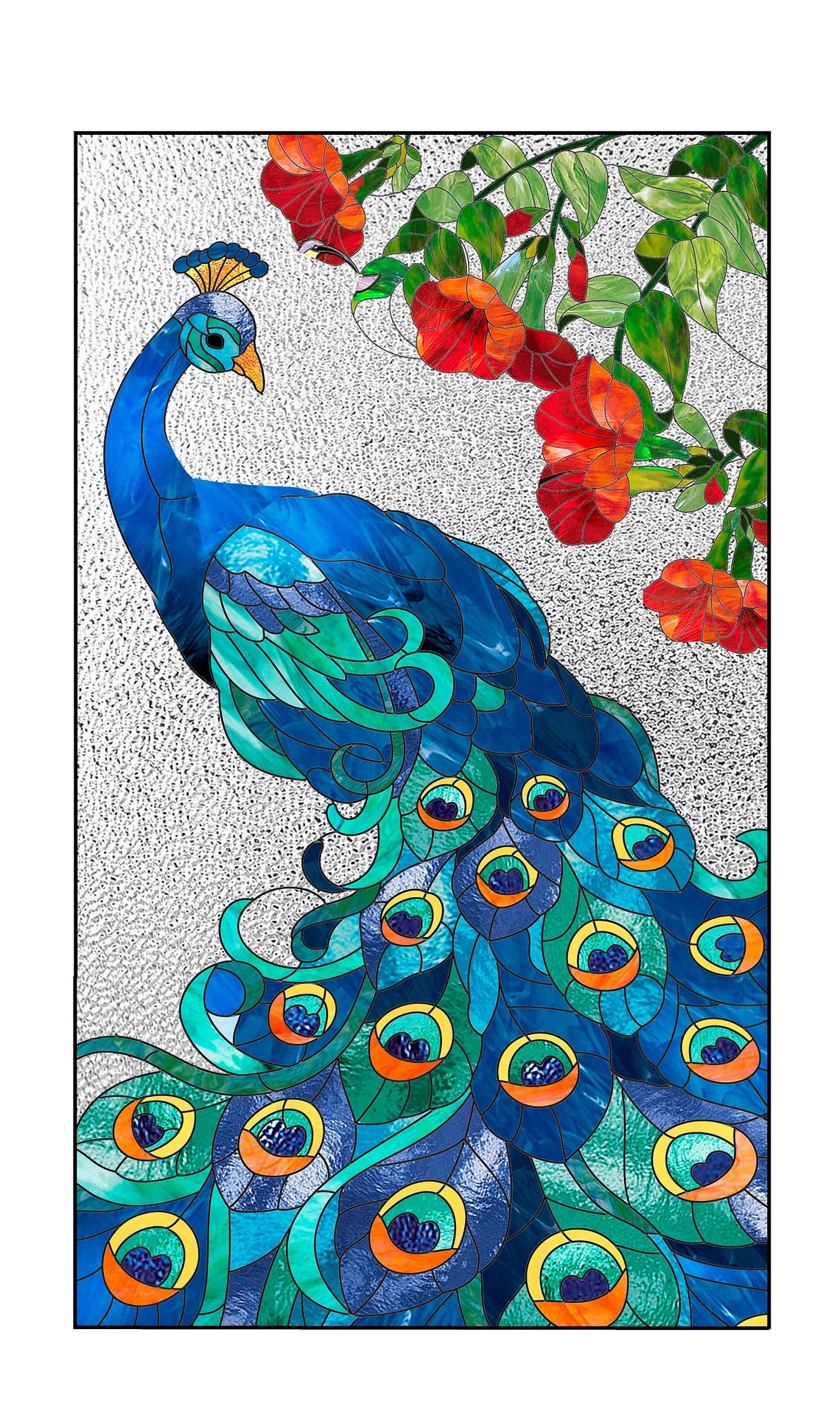 Peacock Stained Glass Pattern PDF Stained Glass Bird Pattern - Etsy