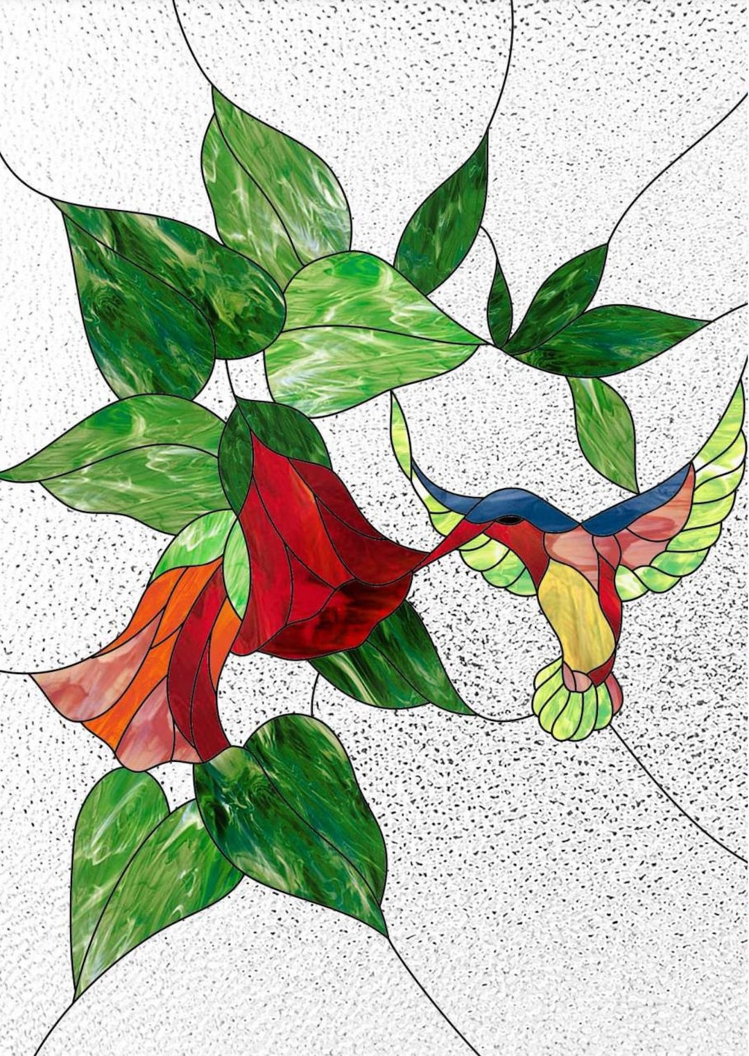 Hummingbird Stained Glass Pattern PDF, Stain Glass Bird Pattern ...