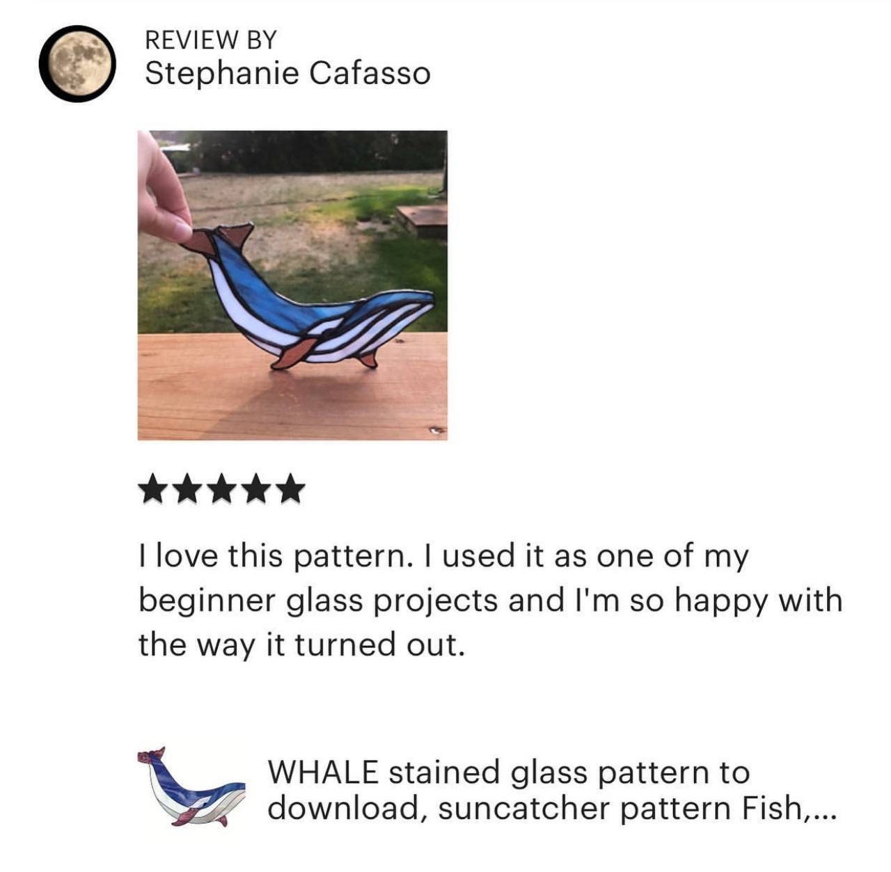 Whale Stained Glass PDF File Pattern, Sea Life Pattern, Stained Glass ...