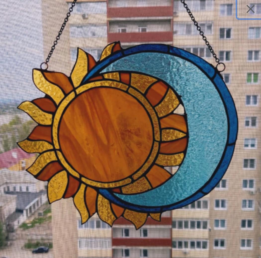 Sun Stained Glass Pattern Celestial Stain Glass Pattern to - Etsy