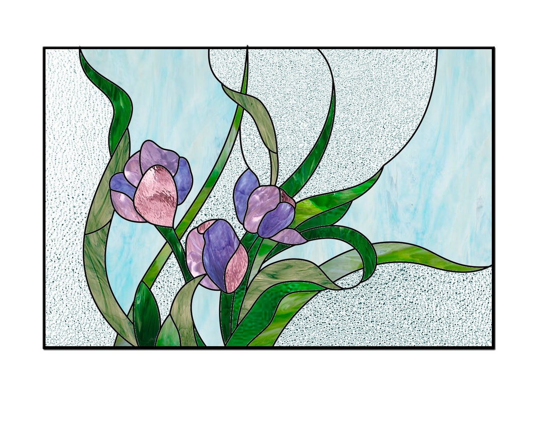 Flower Stained Glass Pattern PDF, Stain Glass Crocus Flower Pattern to ...