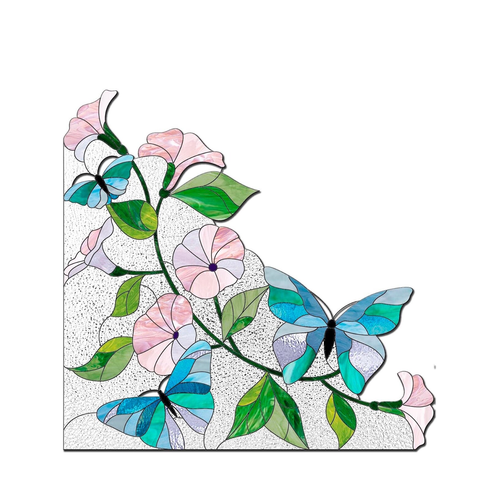 Flowers Stained Glass Pattern, Stain Glass Window Corner Pattern ...