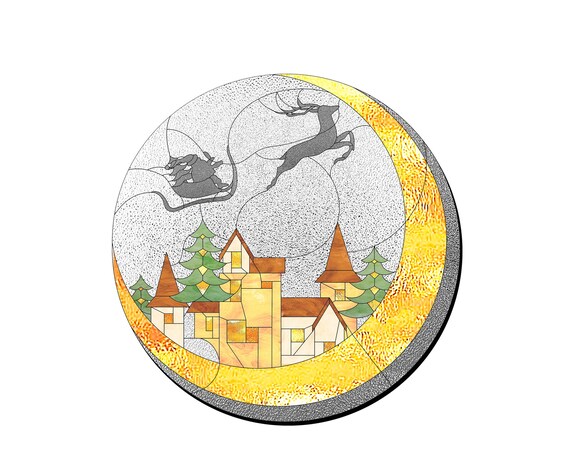 Christmas Reindeer Stained Glass Pattern to Download PDF - Etsy