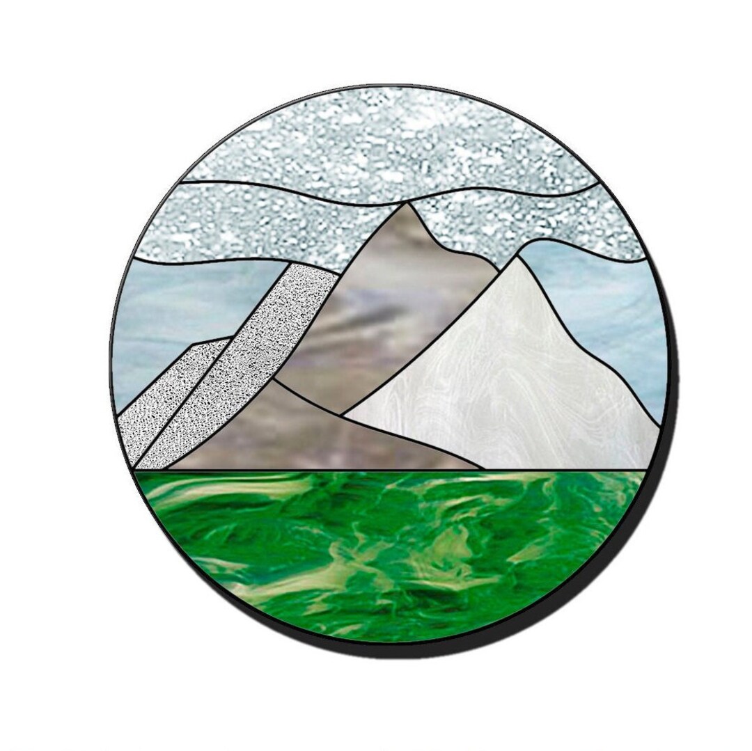 Stained Glass Mountain Pattern PDF, Easy Stain Glass Landscape ...