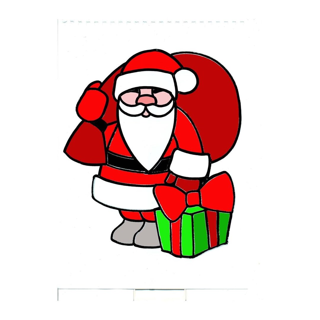 Stained Glass Santa With Gift Bag Pattern, Stain Glass Santa With Sack ...