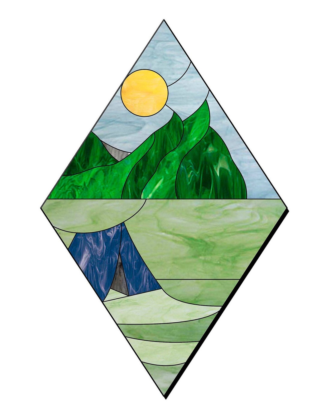 Stained Glass Landscape Pattern PDF, Stain Glass Moon Suncatcher ...