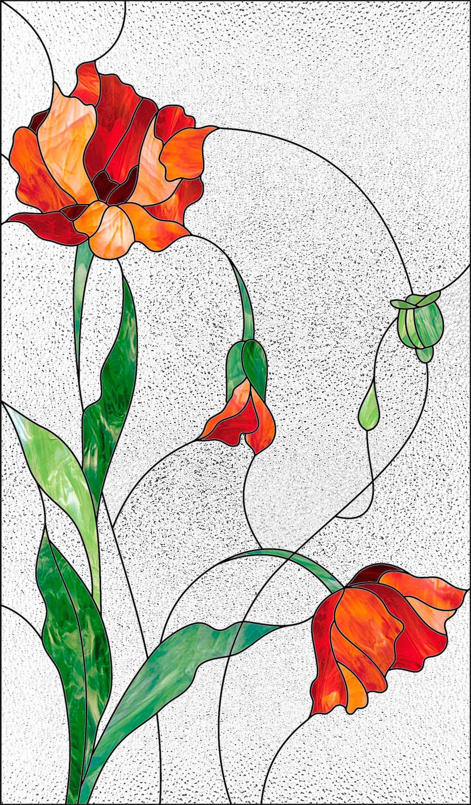 POPPIES PDF Pattern, Stained Glass Pattern Flowers, Flowers Stained ...