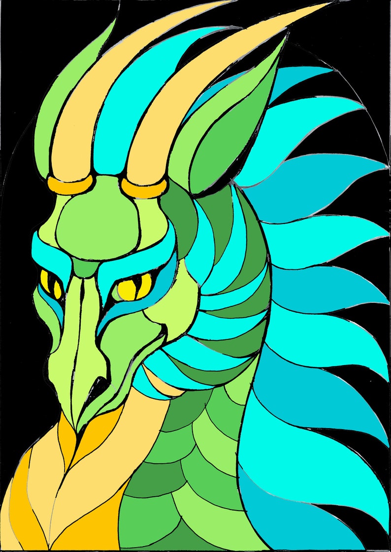 Dragon Stained Glass Pattern, Stain Glass Window Panel/hanging Pattern ...