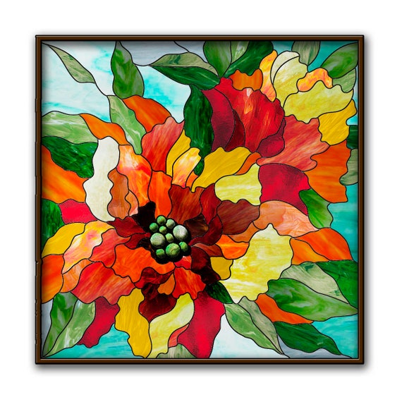 Peony Stained Glass Pattern PDF Stain Glass Flower Pattern to - Etsy