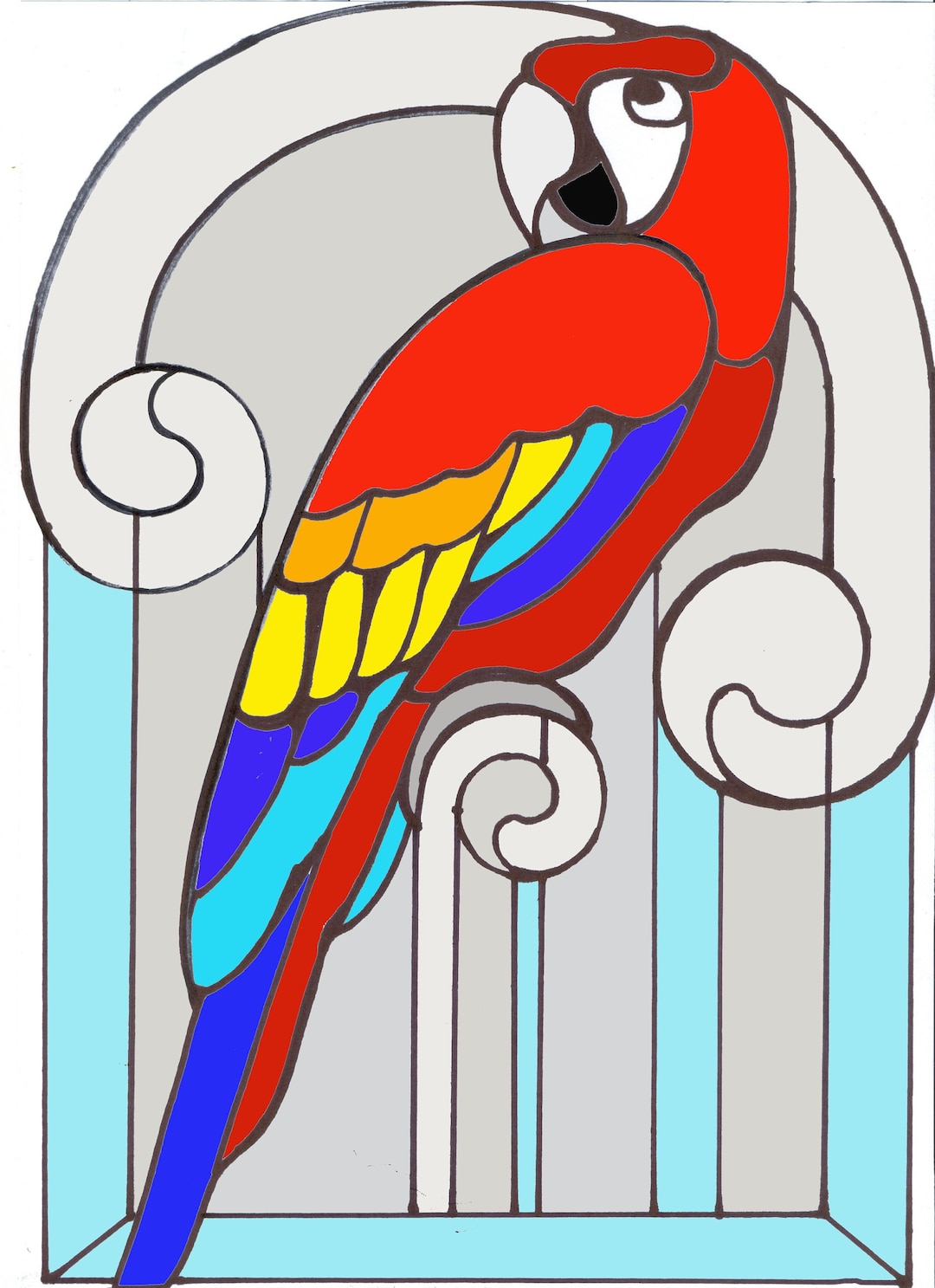 Stained Glass Parrot Pattern, Stain Glass Bird Window Panel/hanging ...