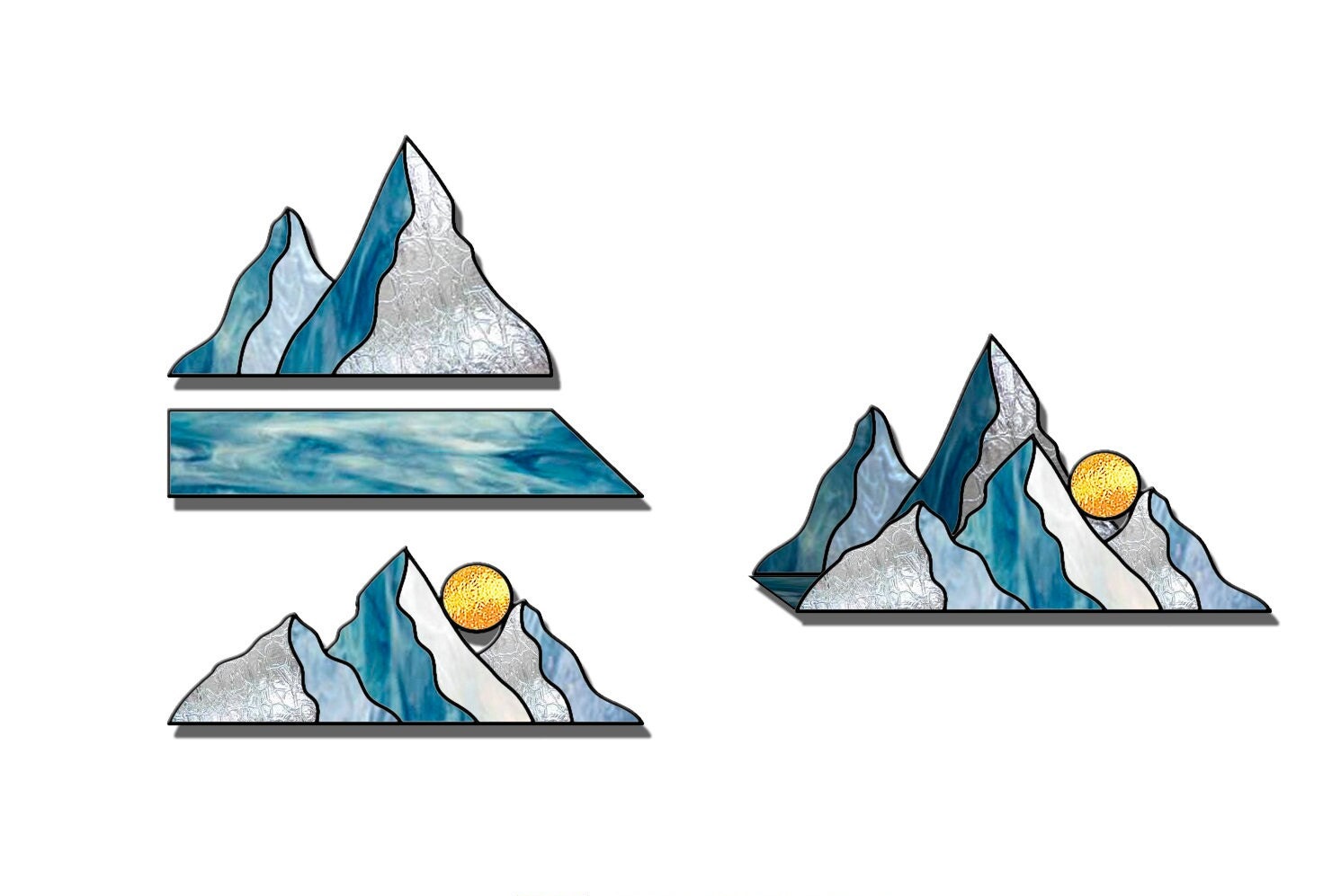 3D Stained Glass Mountain Pattern Mountain Stained Glass - Etsy