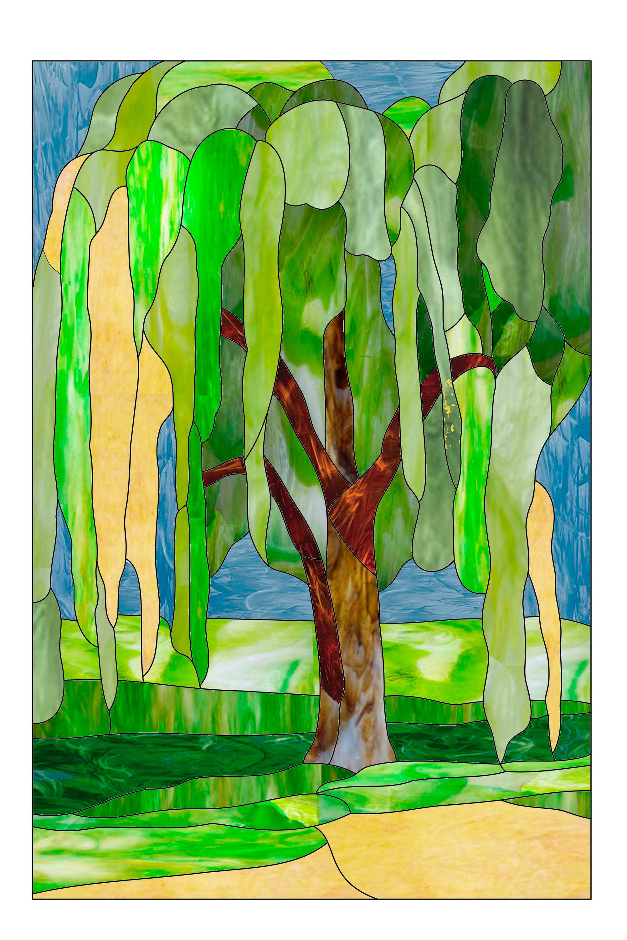 Stained Glass Tree Pattern to Download PDF, Stain Glass Tree Window ...