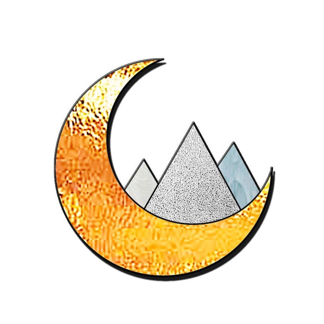 Mountain Stained Glass Pattern to Download PDF, Easy Stain Glass Moon ...