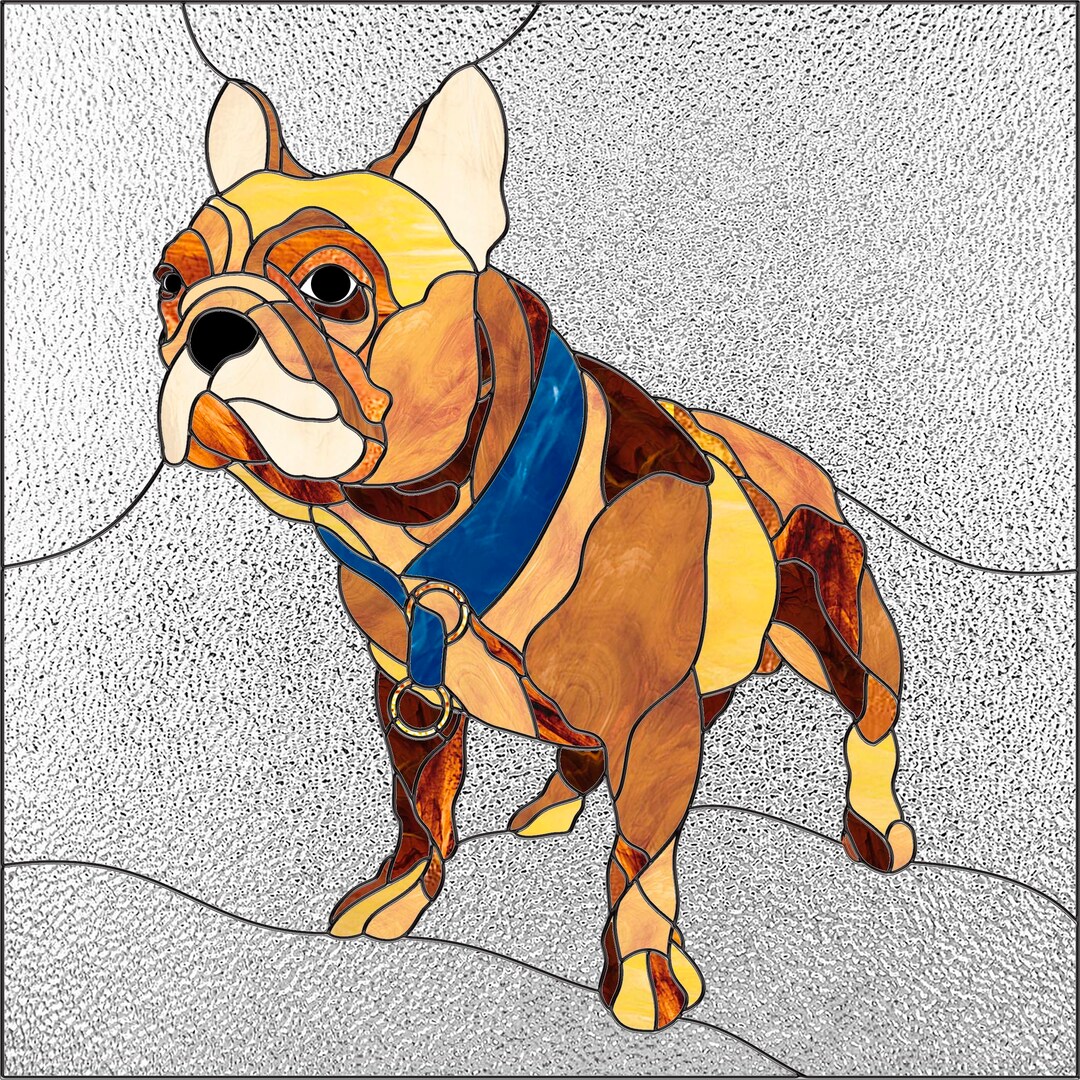 Stained Glass Dog Pattern PDF, Stain Glass Pet Window Panel Template ...
