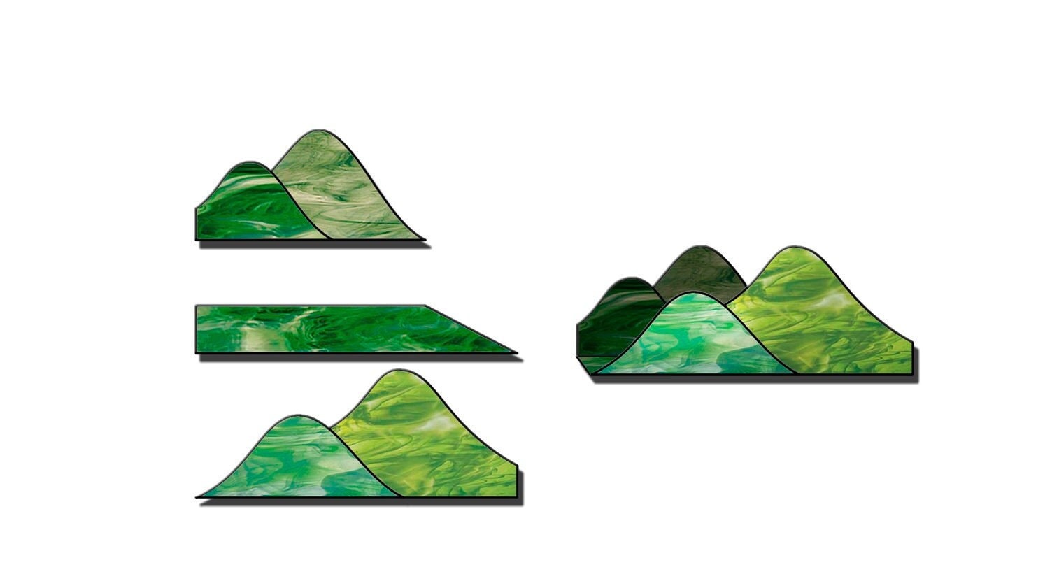 3D Stained Glass Mountain Pattern, Easy 3D Stain Glass Mountain Scene ...