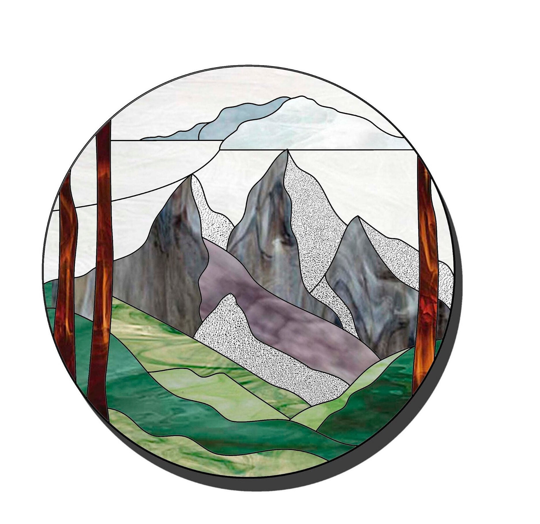 Mountain Scene Stained Glass Patterns Mountain Lake Scene Stained
