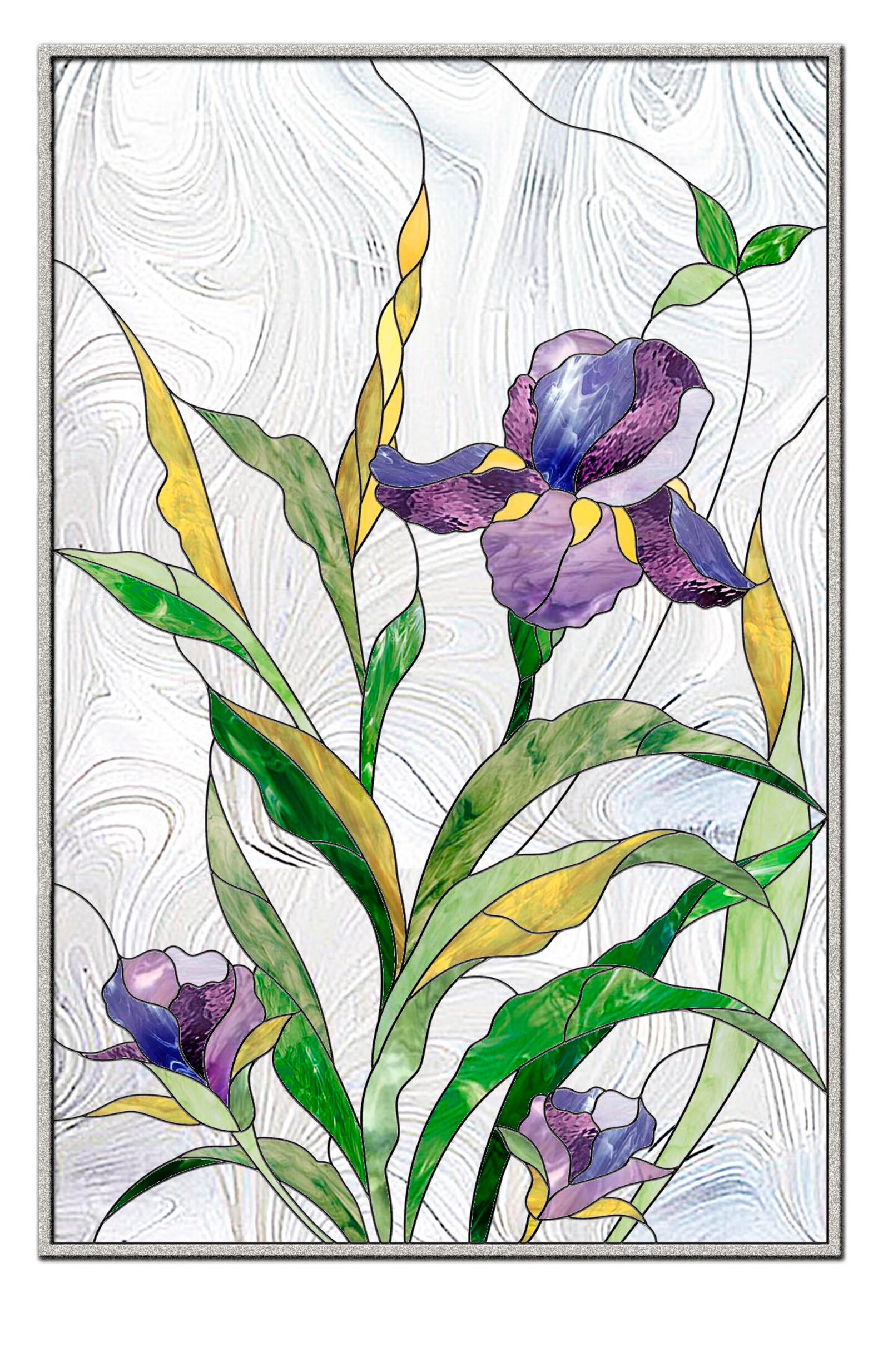 Iris Stained Glass Pattern PDF, Stain Glass Flower Pattern to Download ...