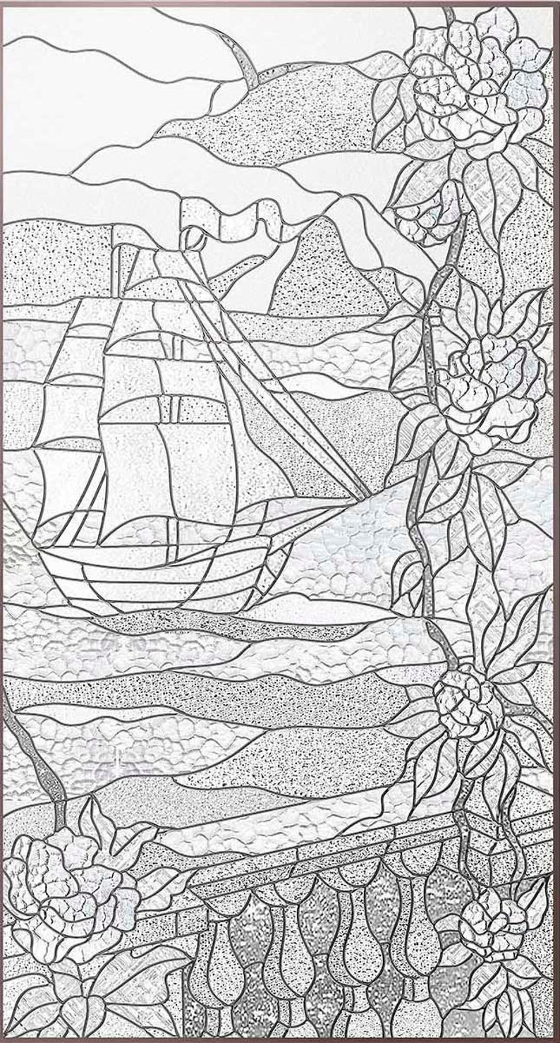 Ship Stained Glass Pattern PDF, Sailboat and the Sea Stained Glass ...