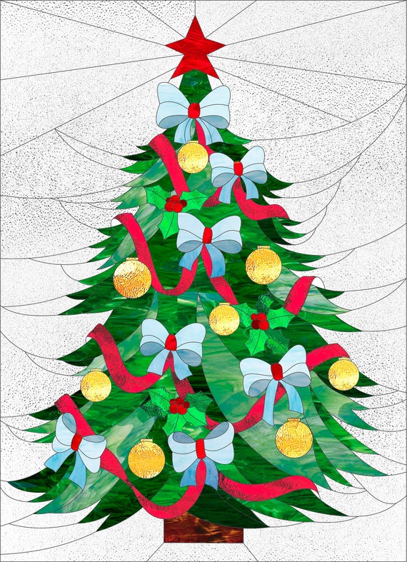 Christmas Stained Glass Pattern Christmas Tree Pattern to - Etsy