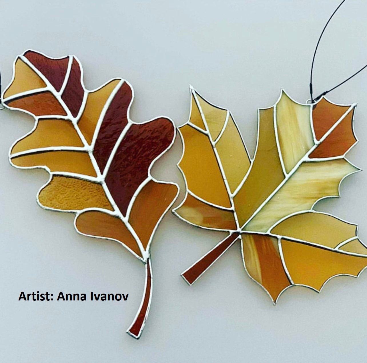 Set of 3 Stained Glass Patterns Leaves Stained Glass - Etsy