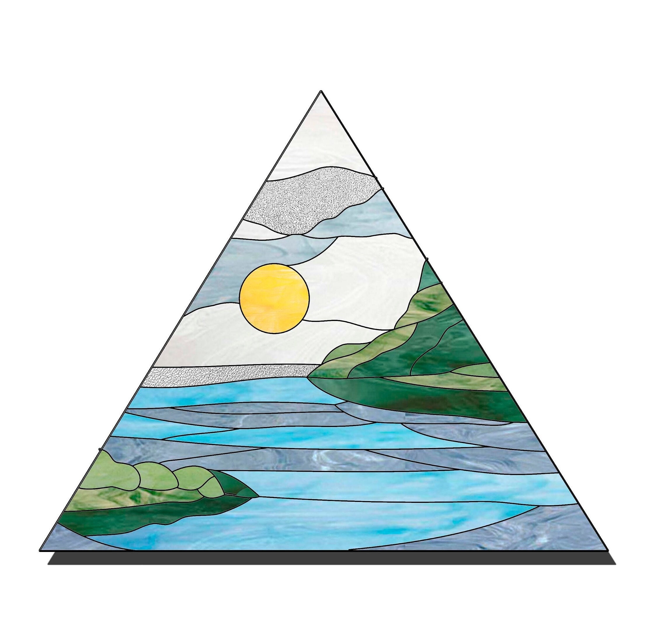 Stained Glass Landscape Pattern PDF Stain Glass Sun - Etsy