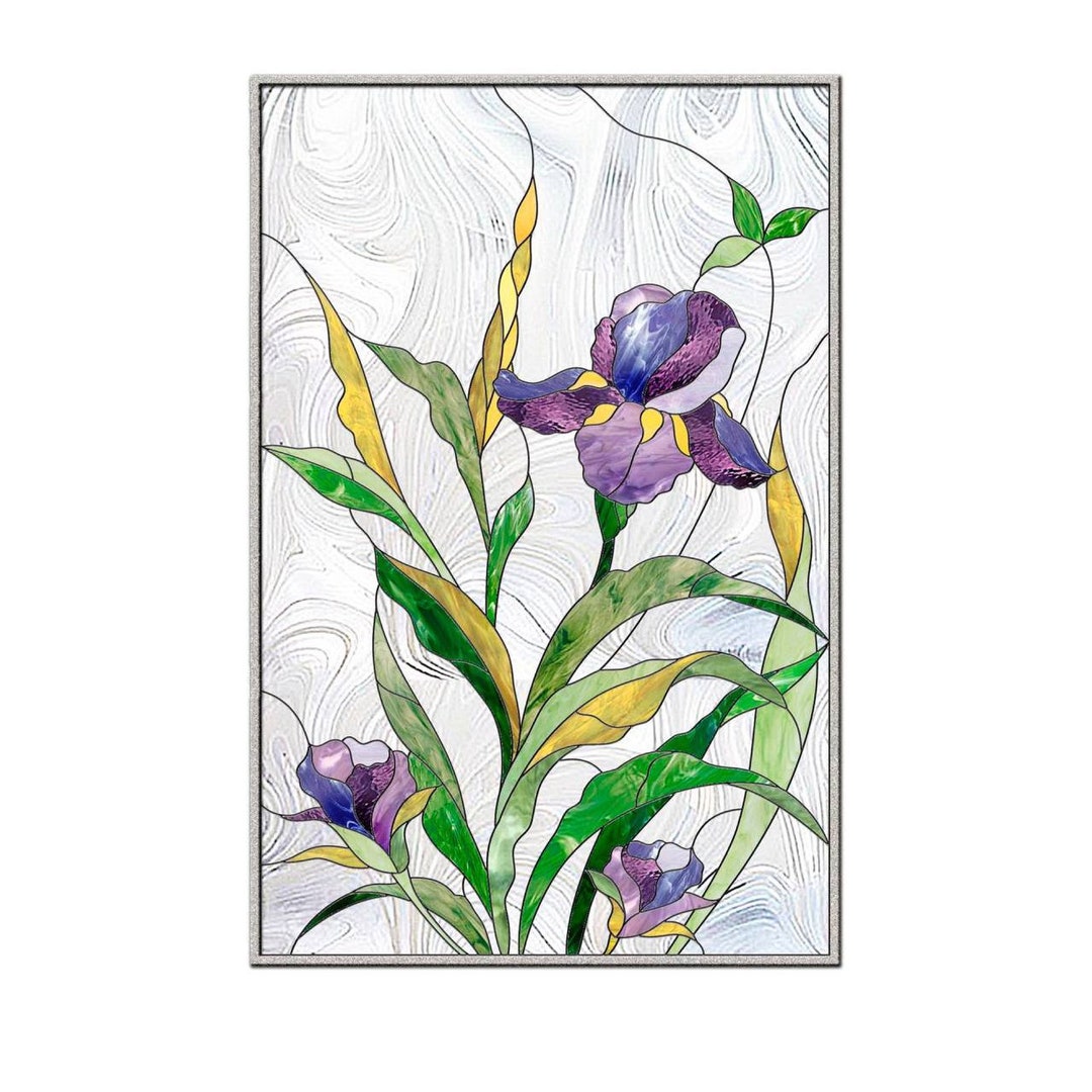 Iris Stained Glass Pattern PDF, Stain Glass Flower Pattern to Download ...