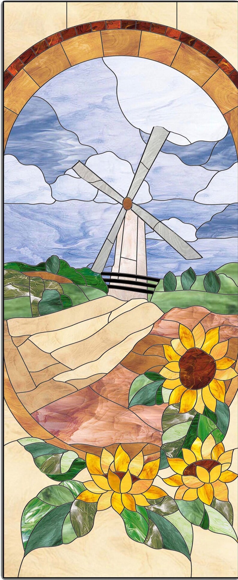 Windmill Stained Glass Pattern PDF, Stain Glass Sunflower Pattern ...