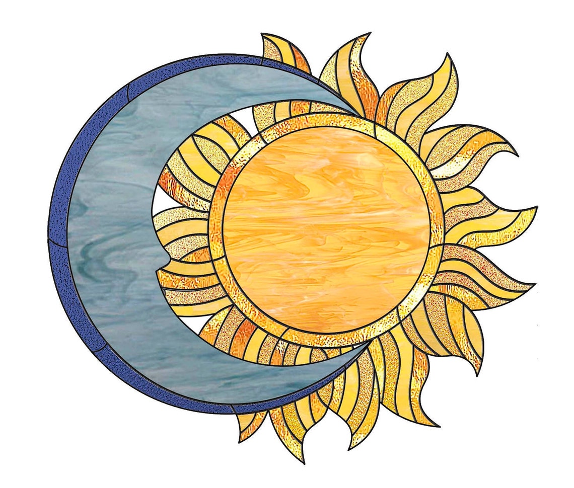 Sun Stained Glass Pattern, Celestial Stain Glass Pattern to Download ...