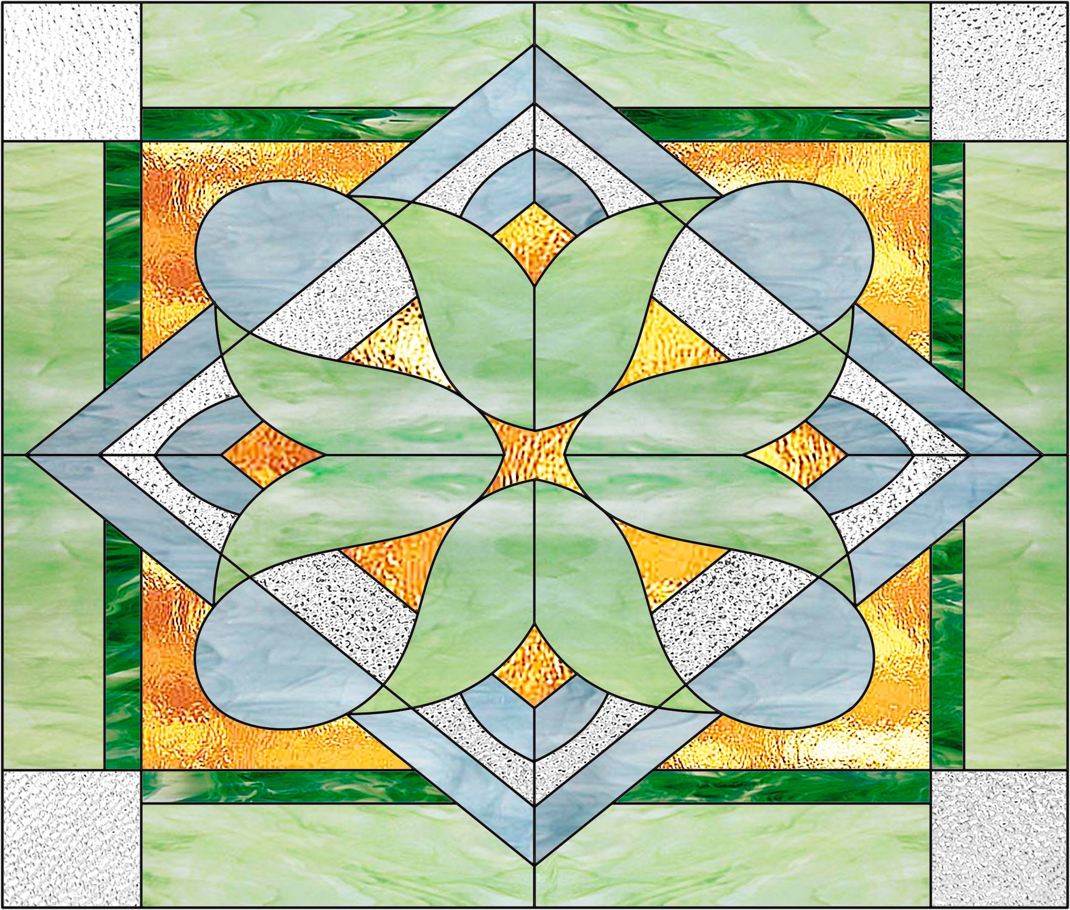 Stained Glass Geometric & Abstract Pattern PDF, Stain Glass Window ...
