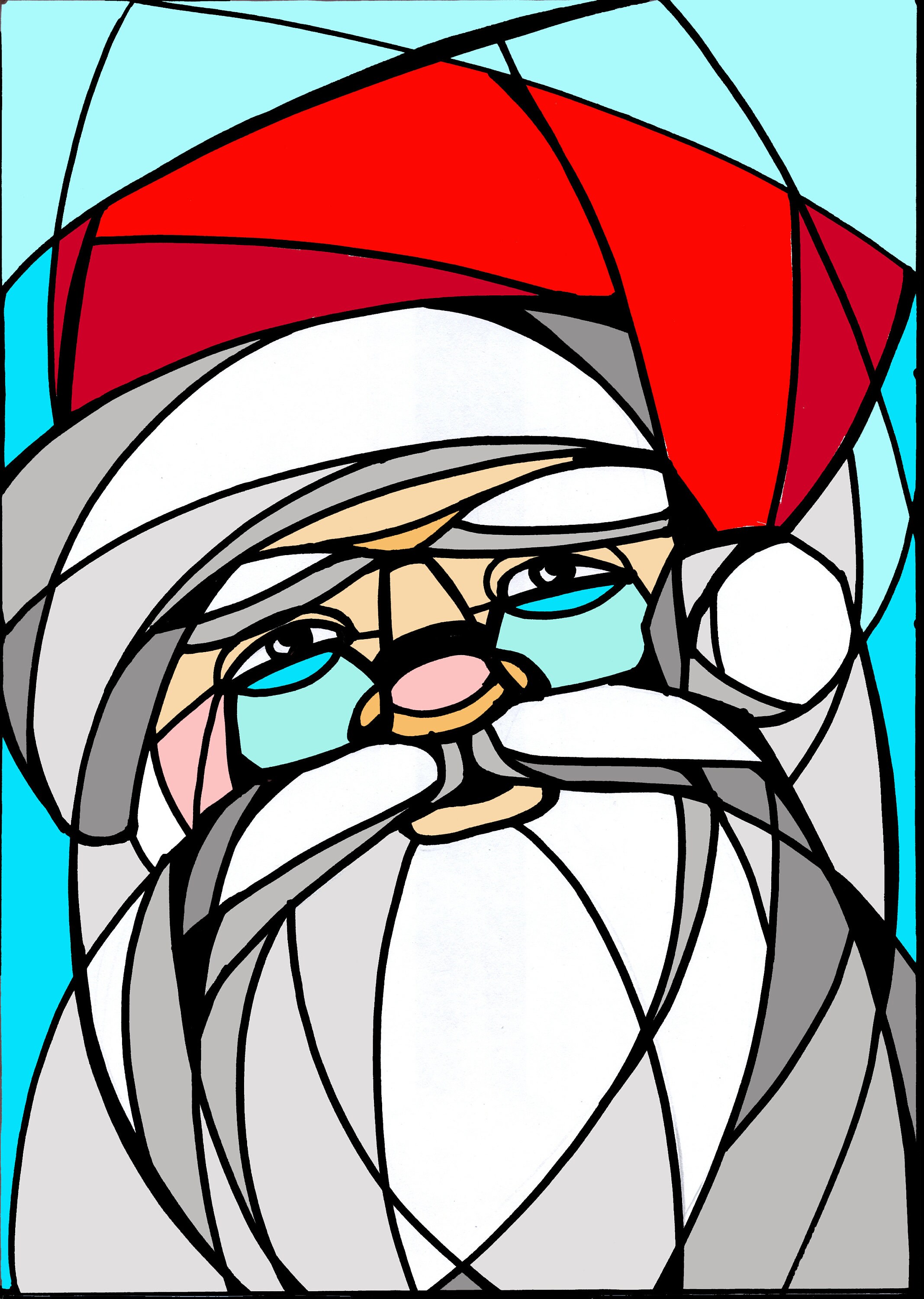 Christmas Santa Stained Glass Pattern to Download PDF, Stain Glass ...