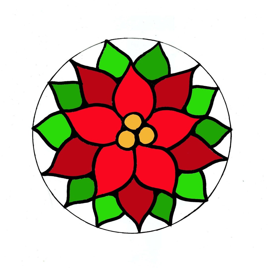 Stained Glass Christmas Suncatcher Pattern, Stain Glass Xmas Mistletoe ...