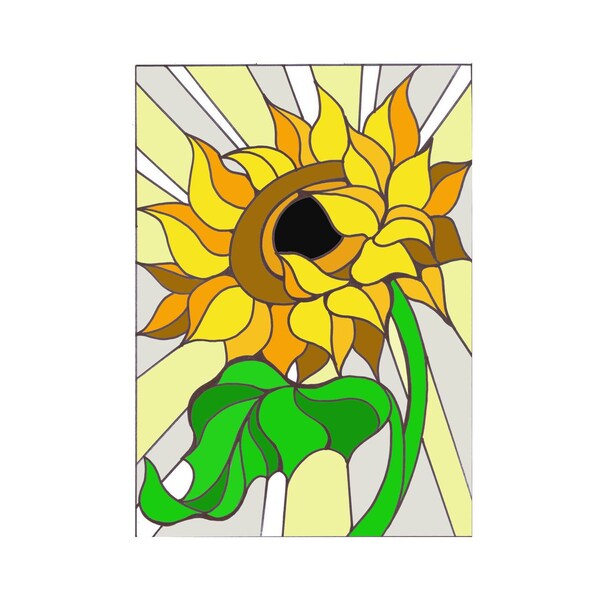 Sunflower Stained Glass Panel Pattern - Etsy
