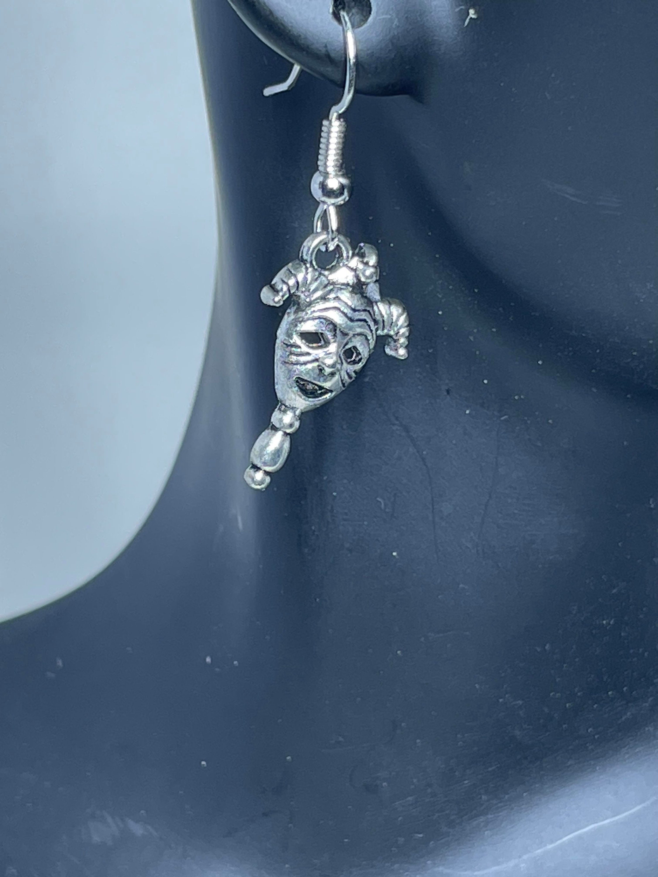 Silver Joker/ Jester Halloween Earrings - Womens Jewelry - Halloween ...