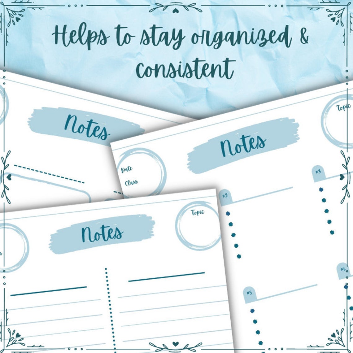 11 Digital Note Template Outlines BUNDLE BLUE Pack Notetaking Templates ...