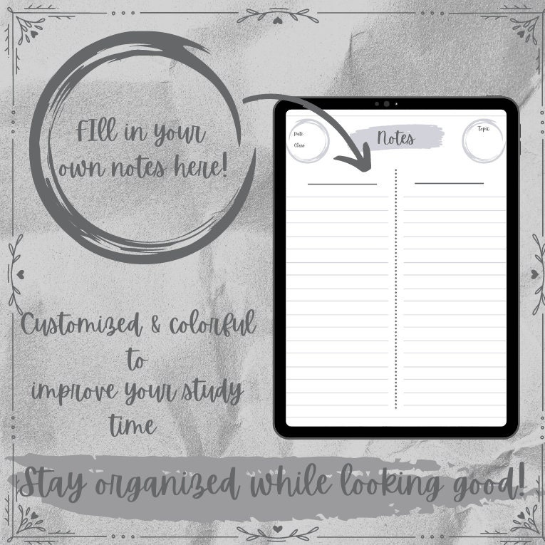 11 Digital Note Template Outlines BUNDLE GREY Pack Notetaking Templates ...