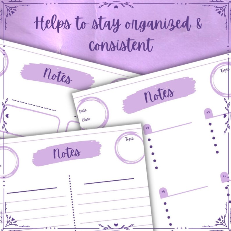 11 Digital Note Template Outlines BUNDLE PURPLE Pack - Etsy