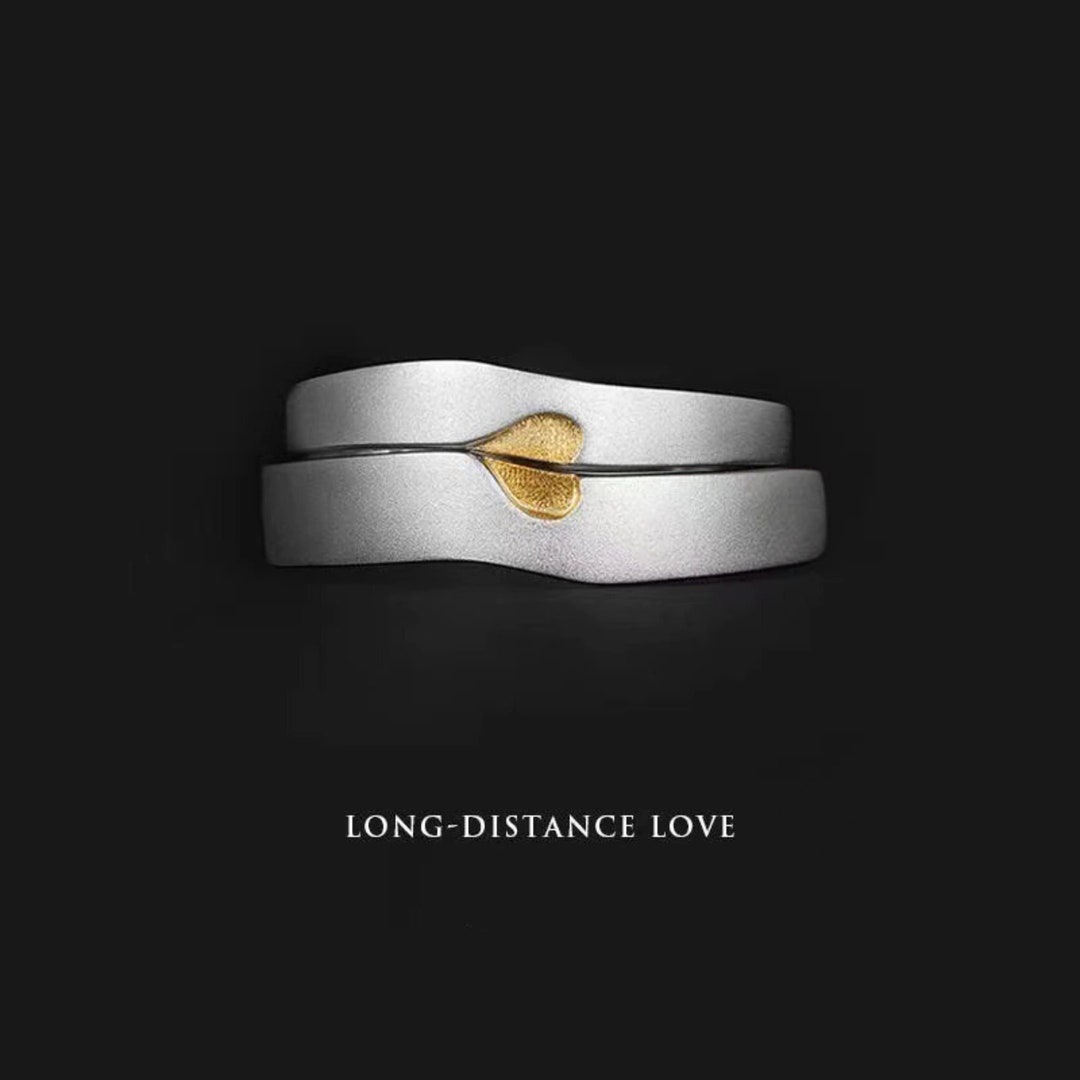Heart Couple Rings Adjustable Matching Rings Long Distance Ring Stacking Ring Set Love Ring Best ...