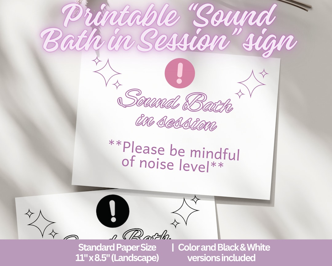 Sound Bath Door Sign | Printable Sound Bath in Session Sign | Color and ...