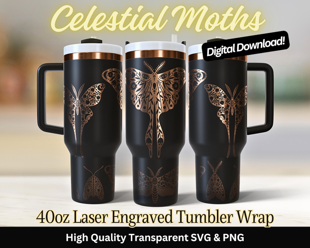 Celestial Moth 40 Oz Tumbler Laser SVG PNG 40oz Full Wrap Seamless ...