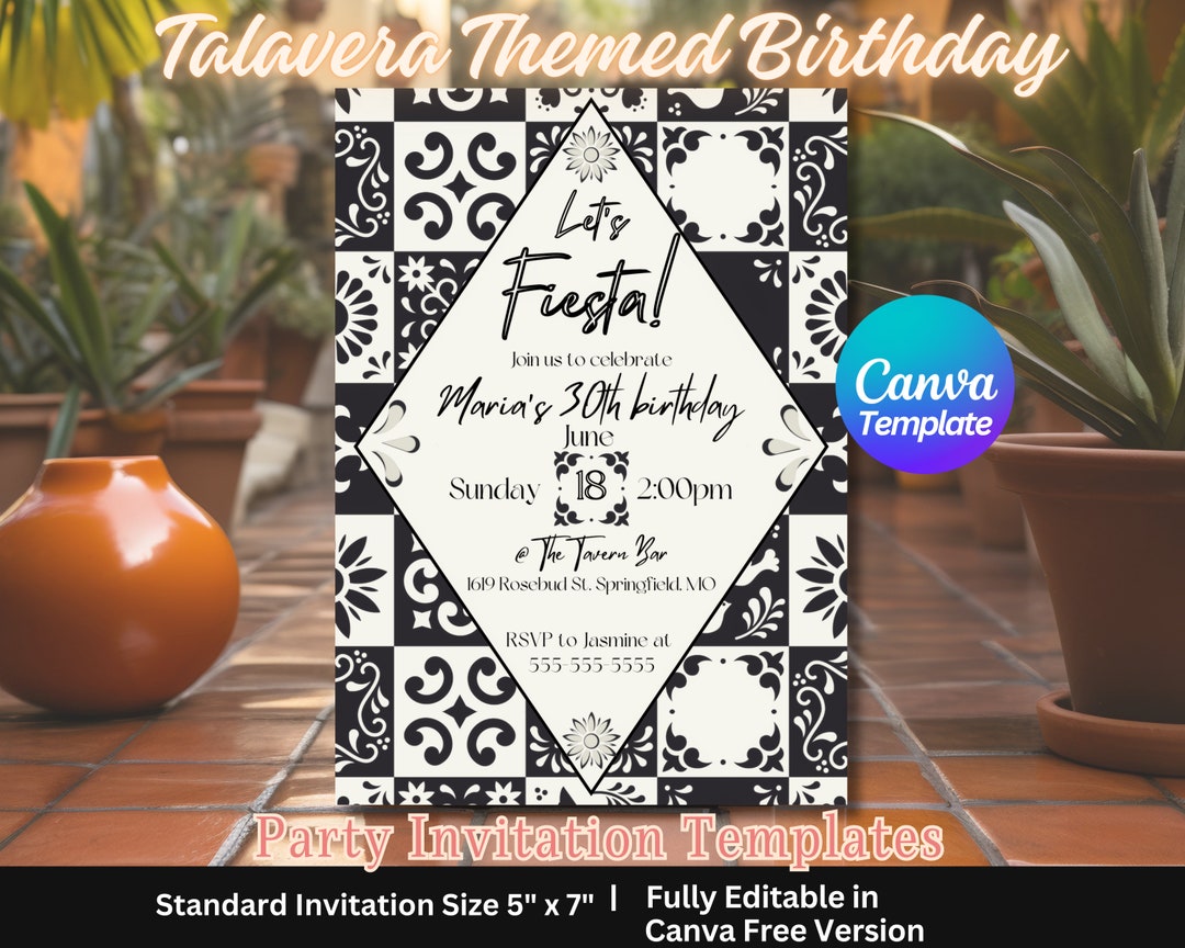 Talavera Birthday Party Invitation | Let's Fiesta Party Digital ...