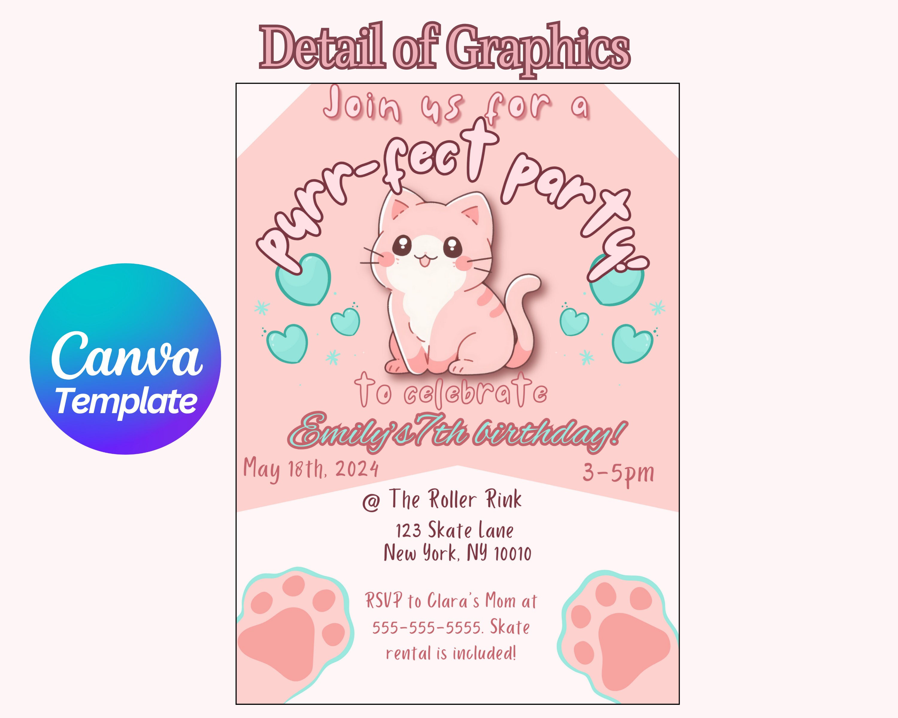 Cute Kitty Birthday Invite | Purr-fect Party Birthday Invitation ...