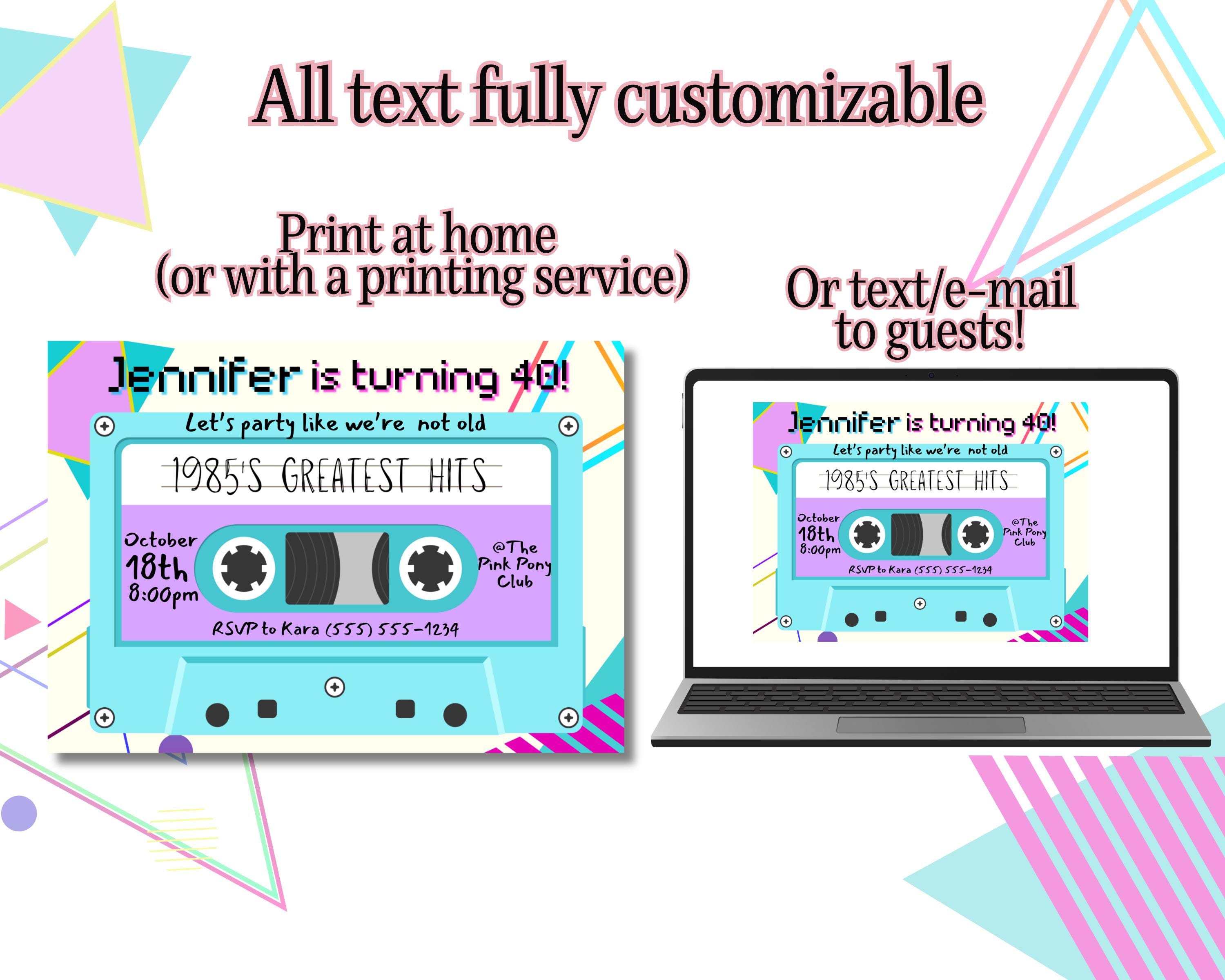 1985 Baby 40th Birthday Retro Invitation | Printable and Digital ...