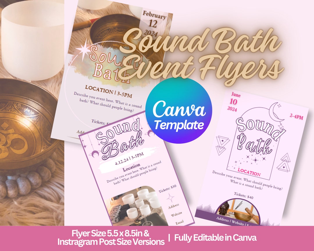 Sound Bath Event Flyers | Canva Template for Free & Pro | 4 Styles for ...